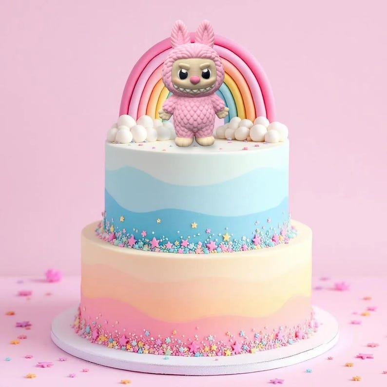 Labubu Cake Topper Figurine (3D Print and Hand Painted) - Etsy