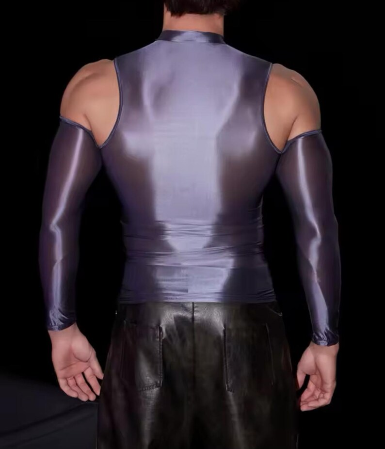 Mens Transparent Top See Through Vest With Long Sleeve Separate Tight ...