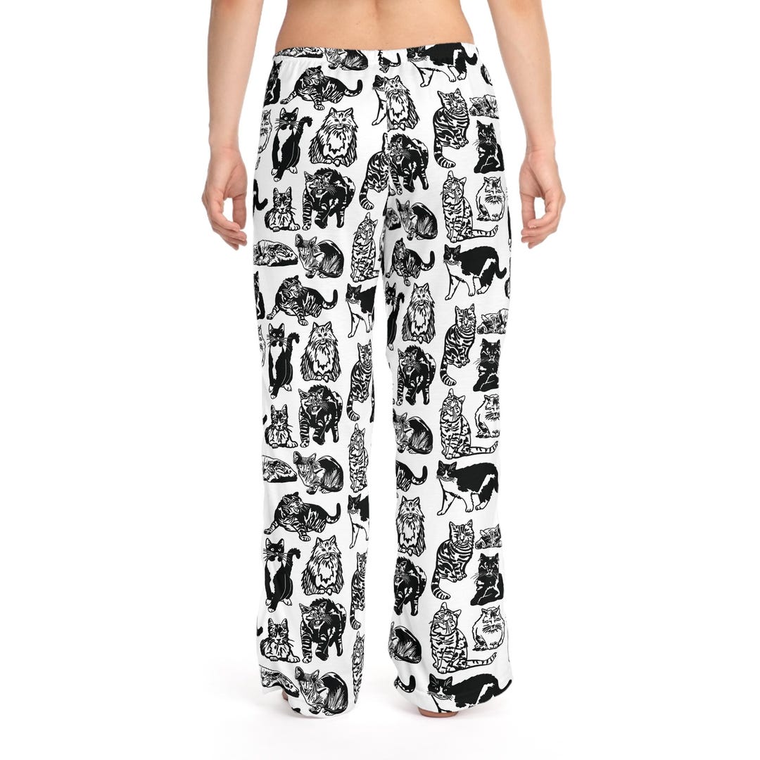 Cat Lover Pajama Pants for Women, Cat Sleepwear for Cat Lady Lounge ...