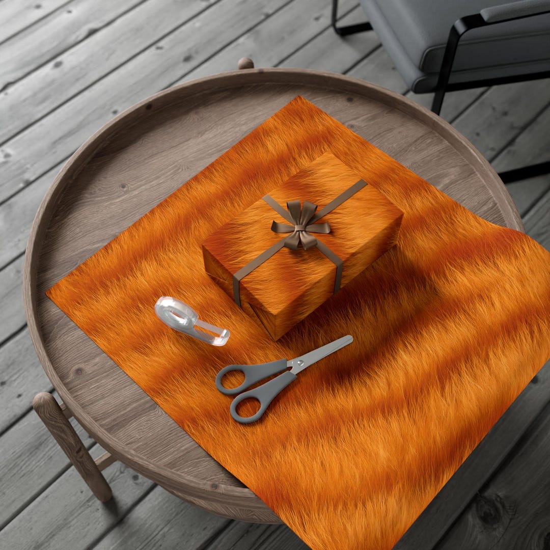 Orange Tabby Cat Gift Wrap Paper, Cat Stripe Wrapping Paper, Colorful ...