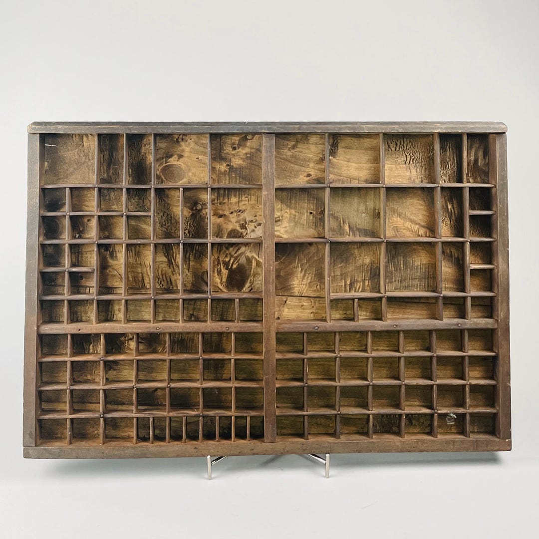 Large Antique French Printer’s Type Case – Vintage Shadow Box Display ...