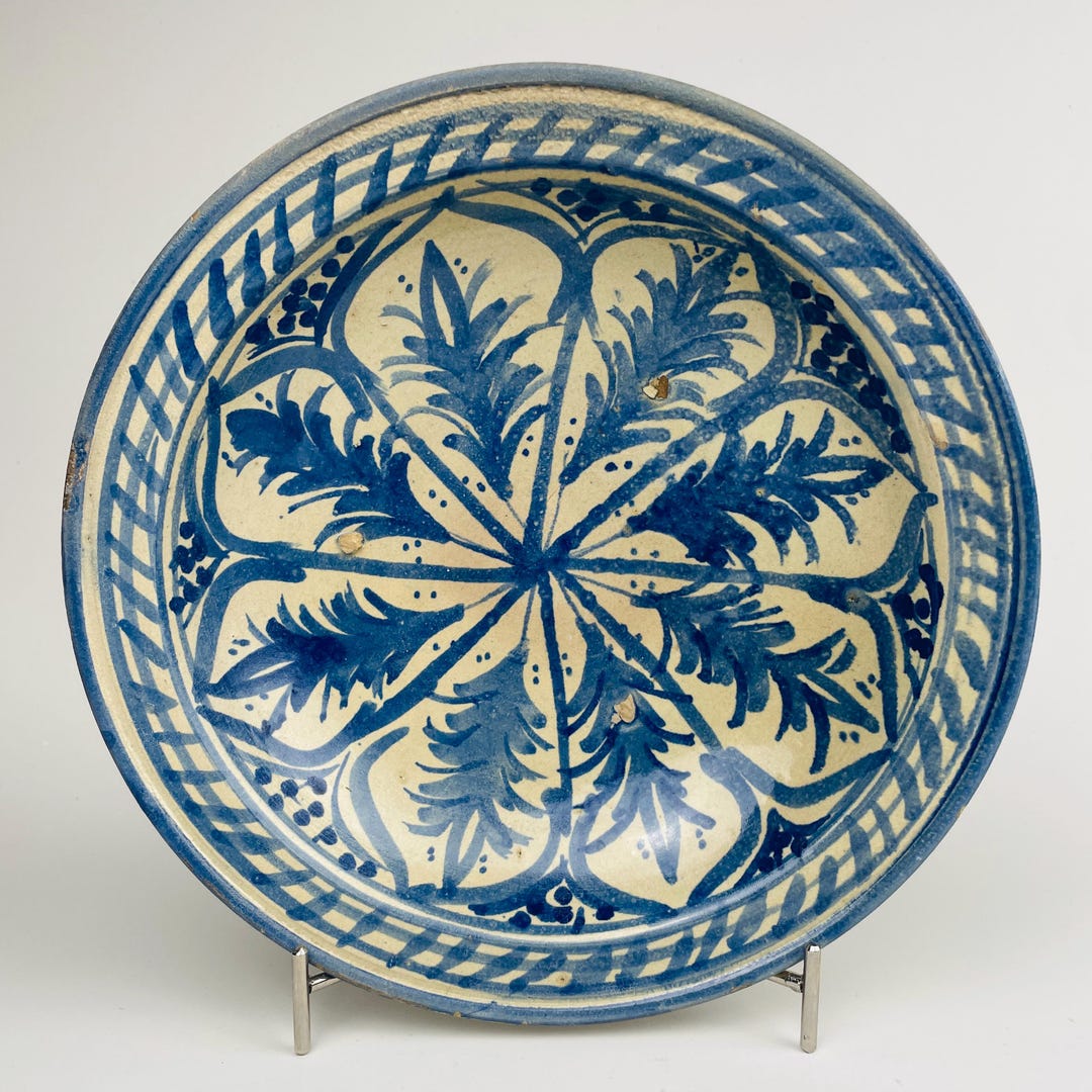 Vintage Moroccan Ceramic Bowl – Hand Painted Terracotta Wall Plate ...