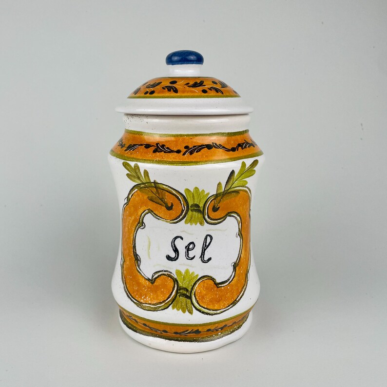 Vintage Kitchen Ceramic Canister Jar – Large Salt Kitchen Storage Decor ...