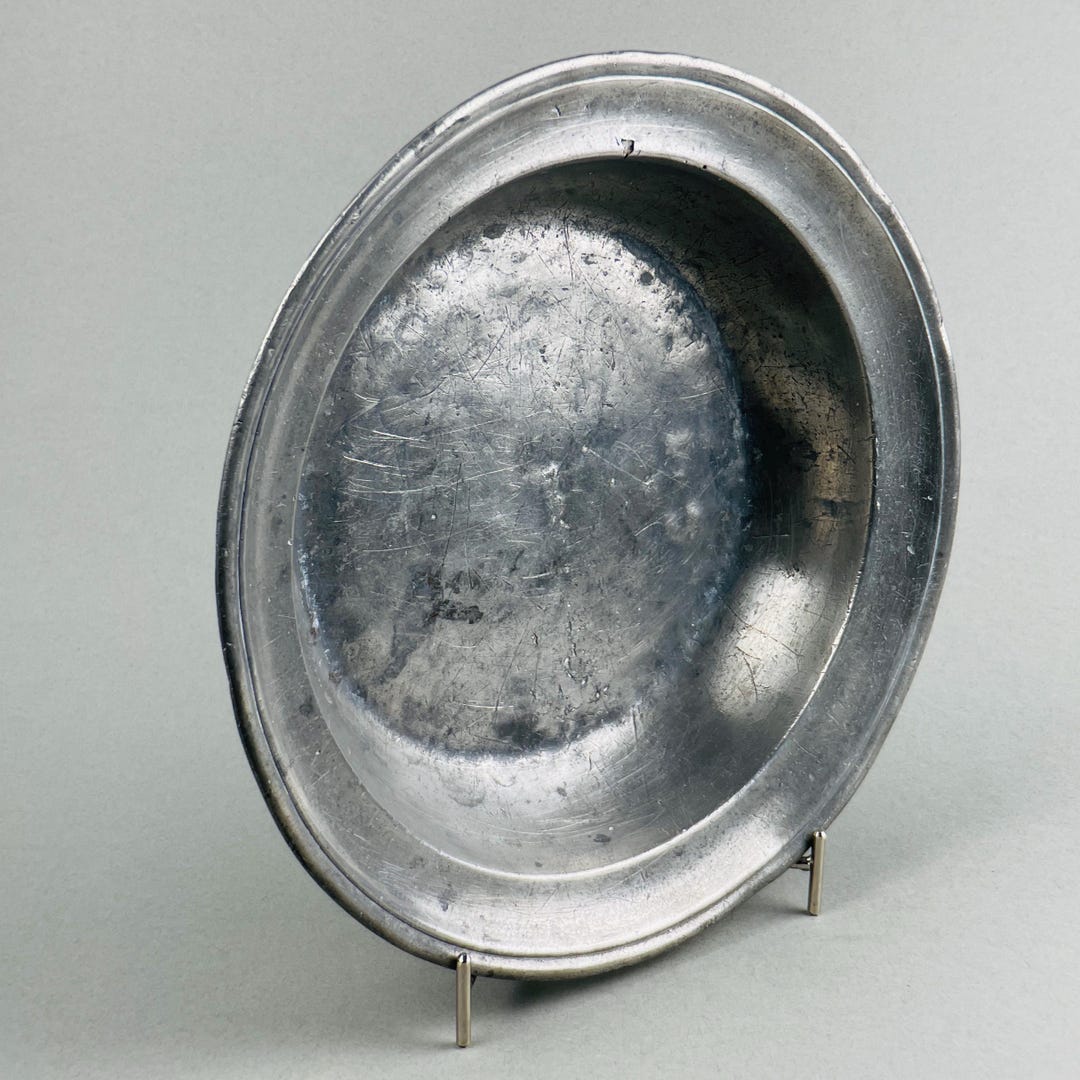 Large 19th Century French Serving Platter – Rare Antique Solid Pewter ...