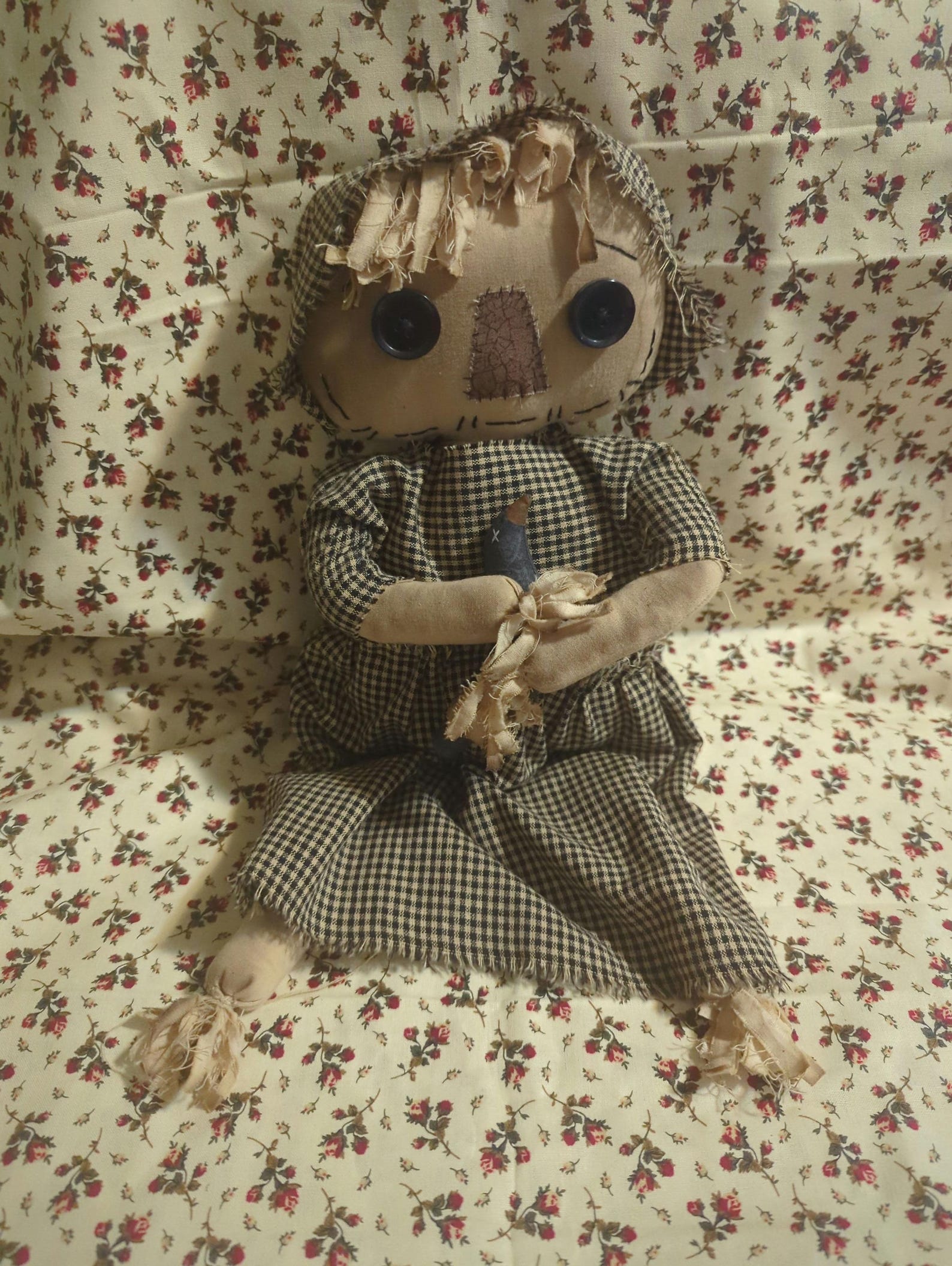 Primitive Scarecrow Doll With Mini Crow Doll. - Etsy