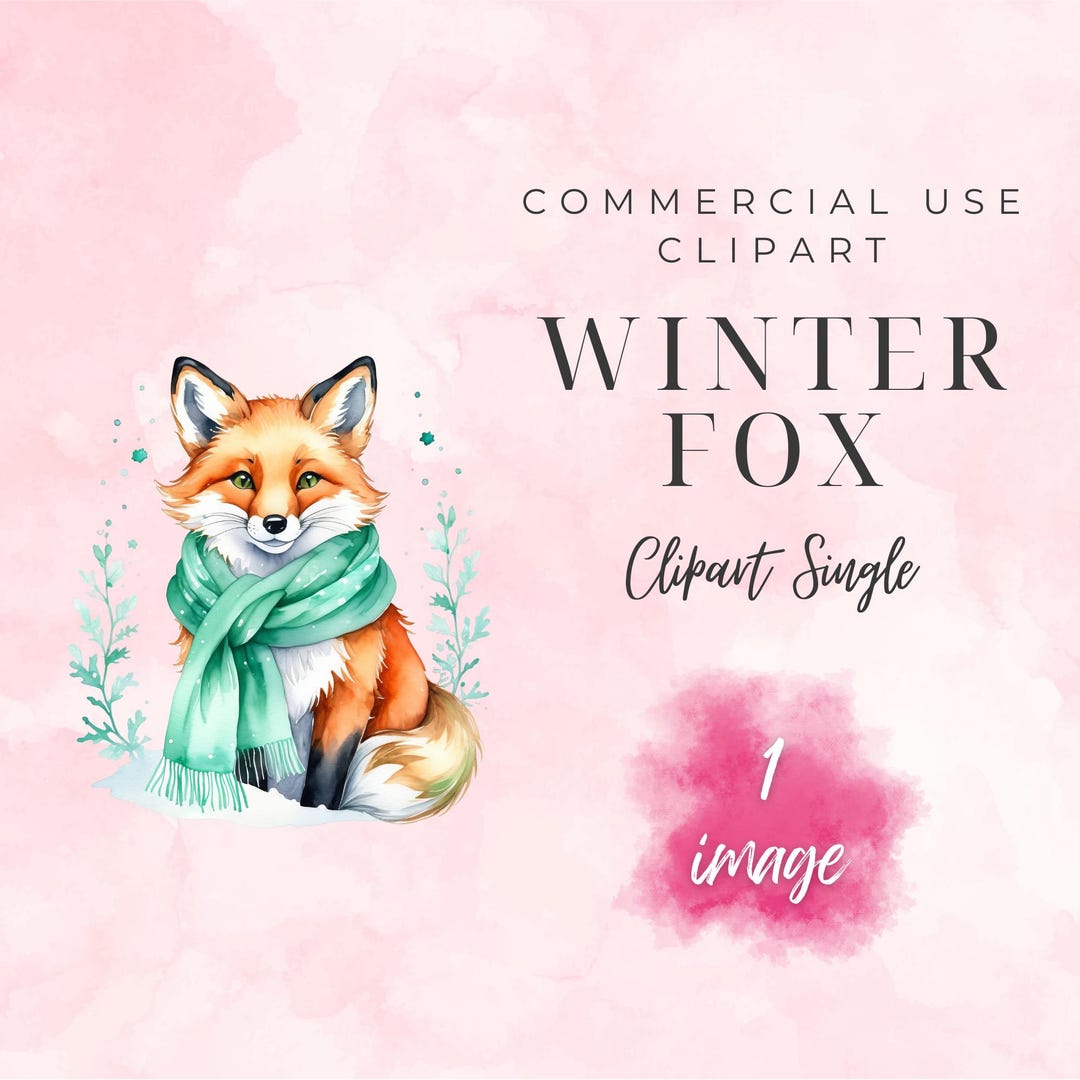 Winter Fox Clipart - Cute Watercolor Pngs - Quirky Digital Download for ...