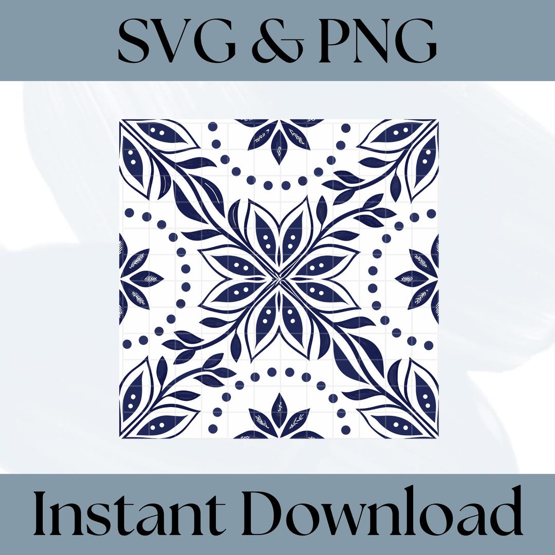 Talavera SVG Digital Download - Blue White Mexican Mosaic Designs Cut ...