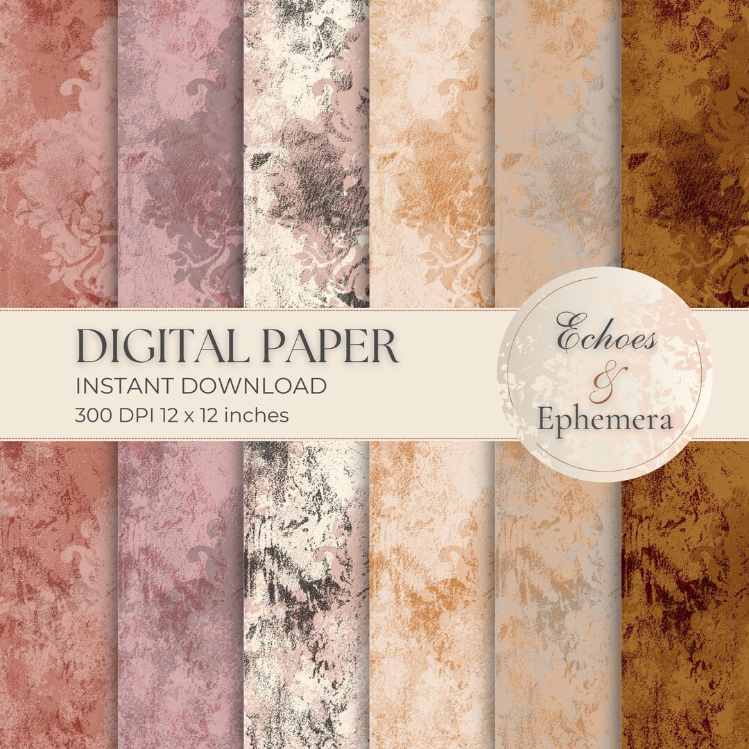 Victorian Damask Digital Paper Pack - Distressed Vintage Backgrounds in ...
