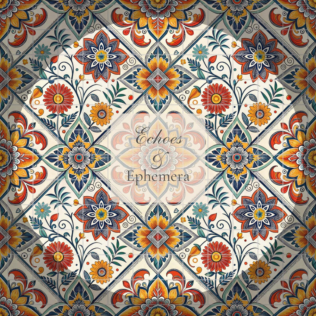 Talavera Seamless Pattern - Mexican Tile Digital Paper - Navy Gold ...