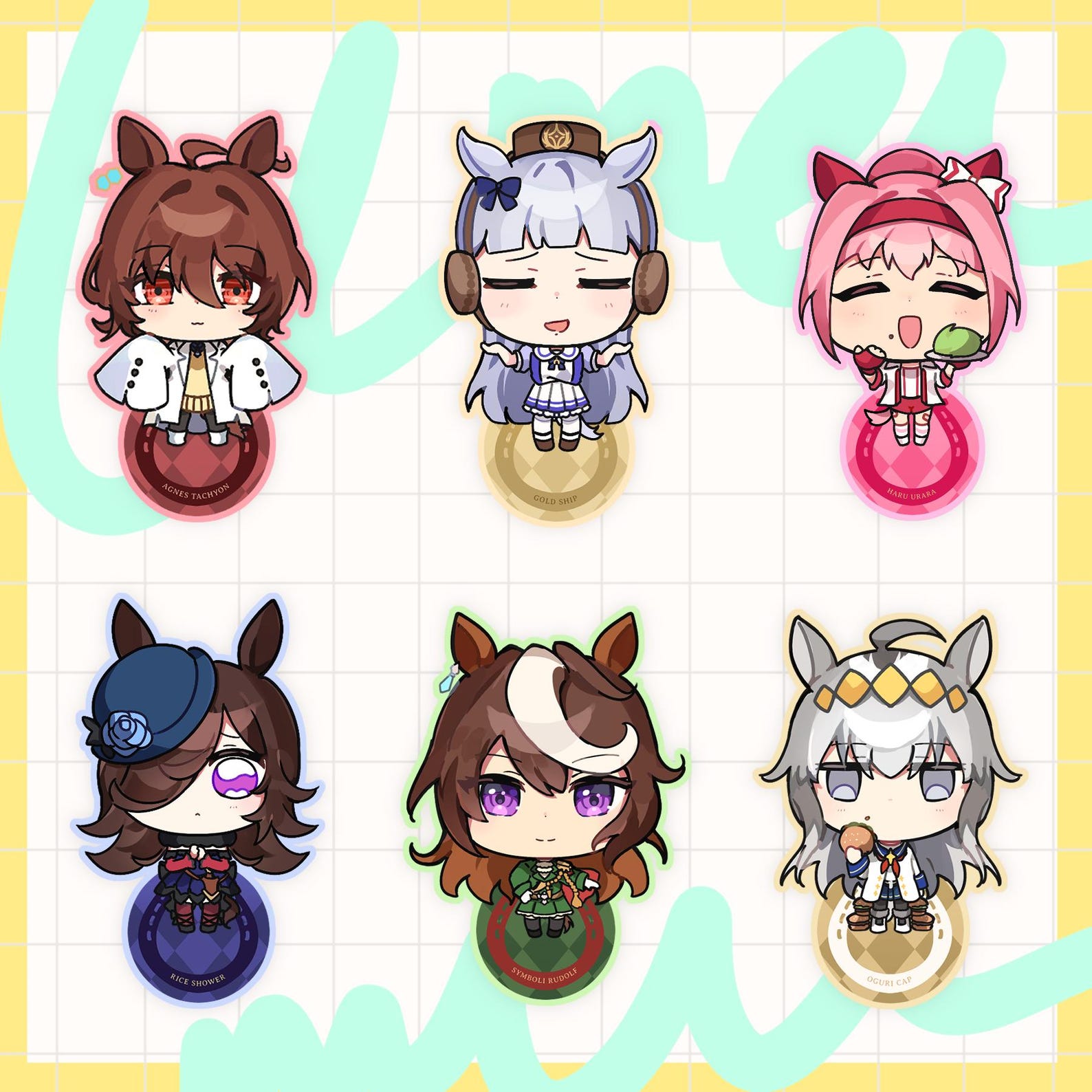 Uma Musume Acrylic Keychain Standees - Agnes Tachyon, Rice Shower, Gold ...