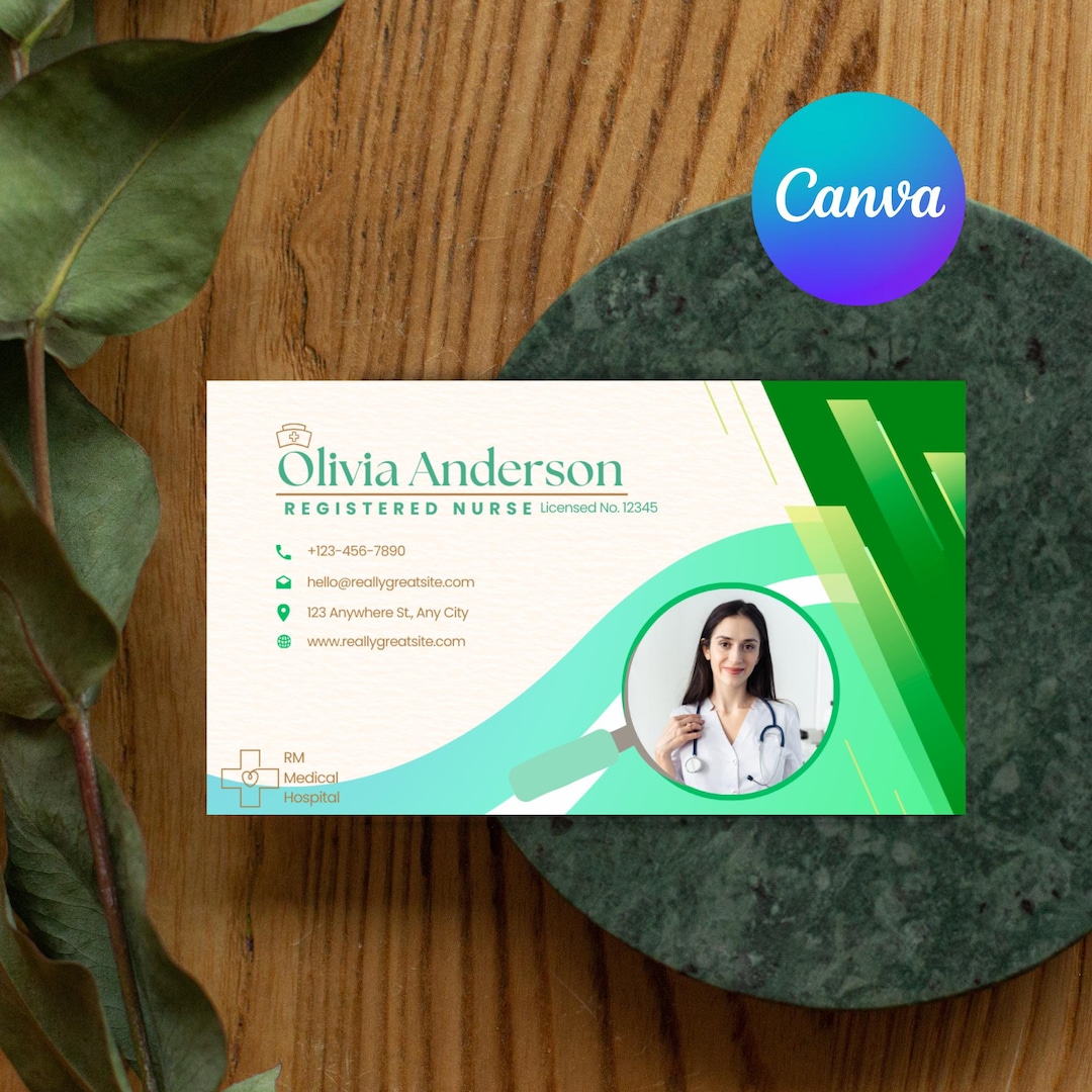 Nurse Business Card Template: Editable Canva Design (3.5x2 In) - Etsy