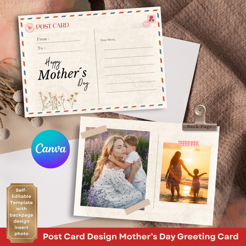 Mother's Day Greeting Card, Post Card Design, Digital Template - Etsy