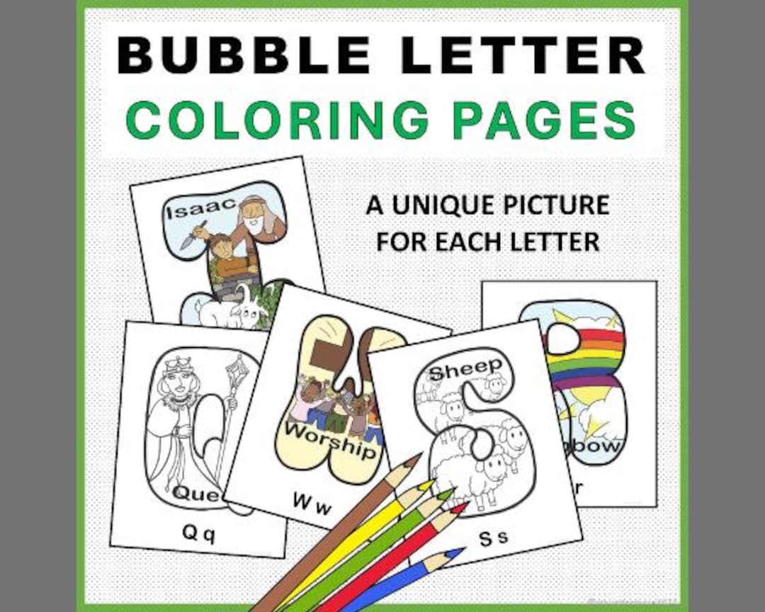 Alphabet Bible Bubble Letter Coloring Picture Christian Worksheets - Etsy