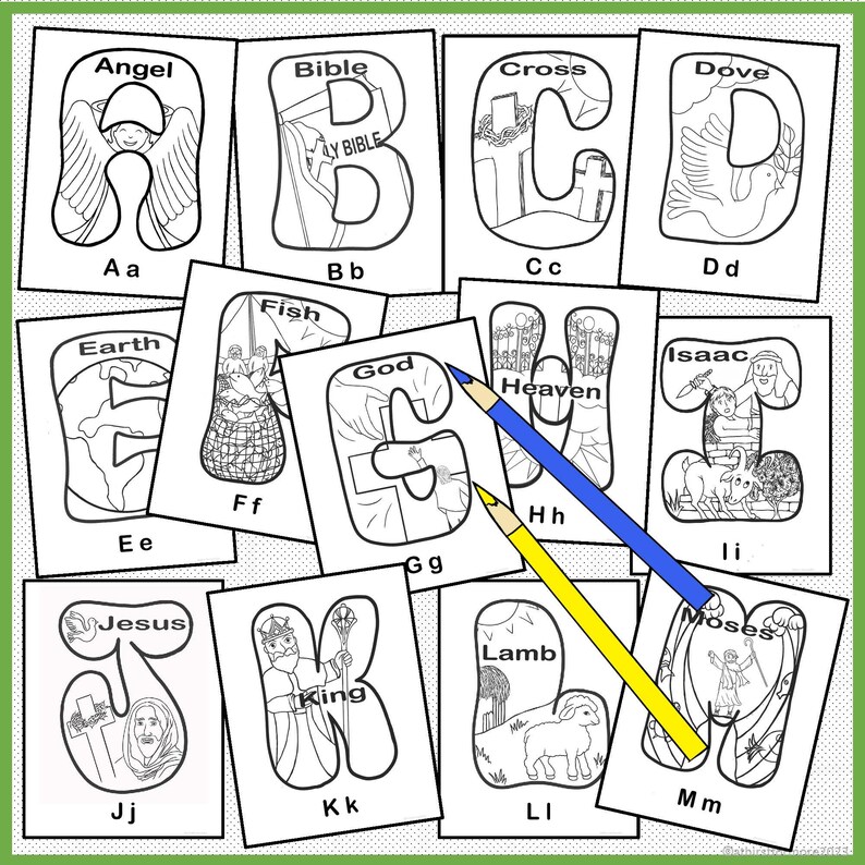 Alphabet Bible Bubble Letter Coloring Picture Christian Worksheets - Etsy