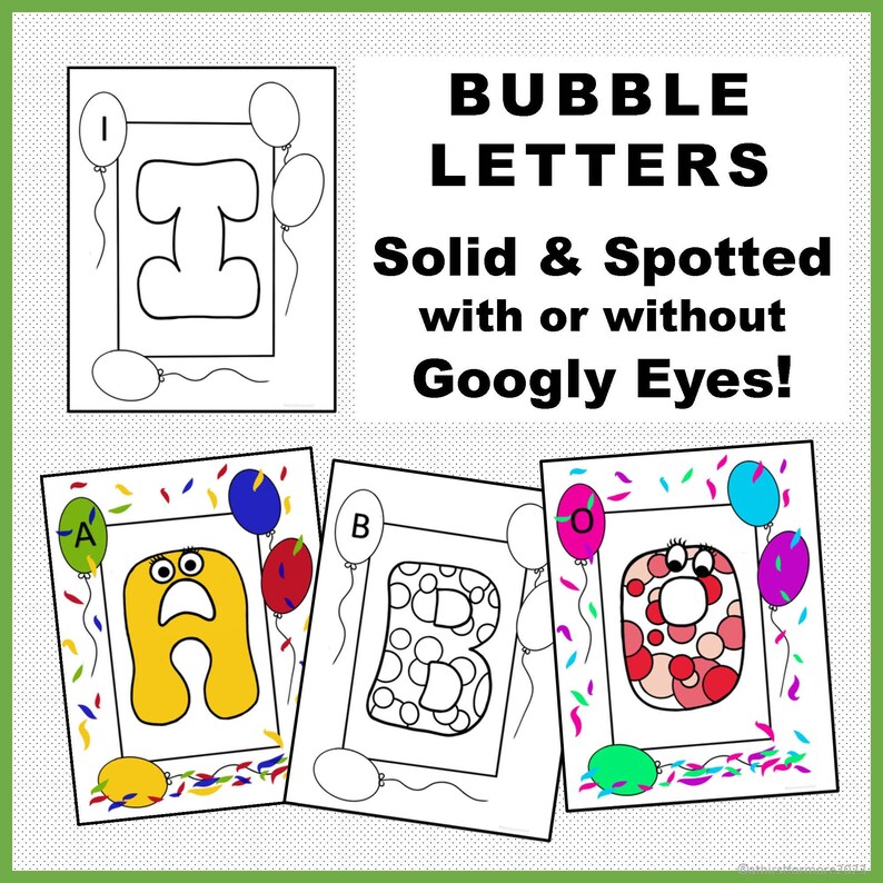 Alphabet Bubble Letter Coloring Pages: Balloon Border - Etsy Australia