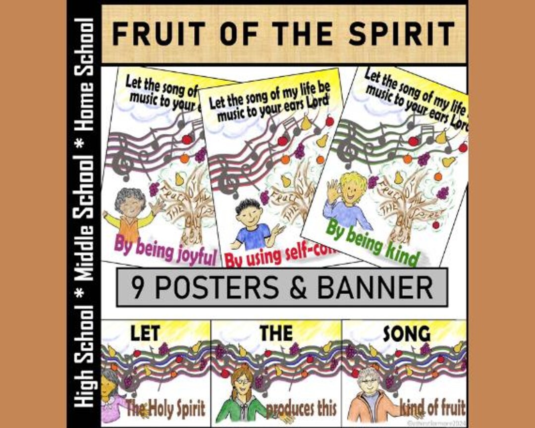 Christian Classroom Decor: Posters and Banner Fruit of the Spirit Bible ...