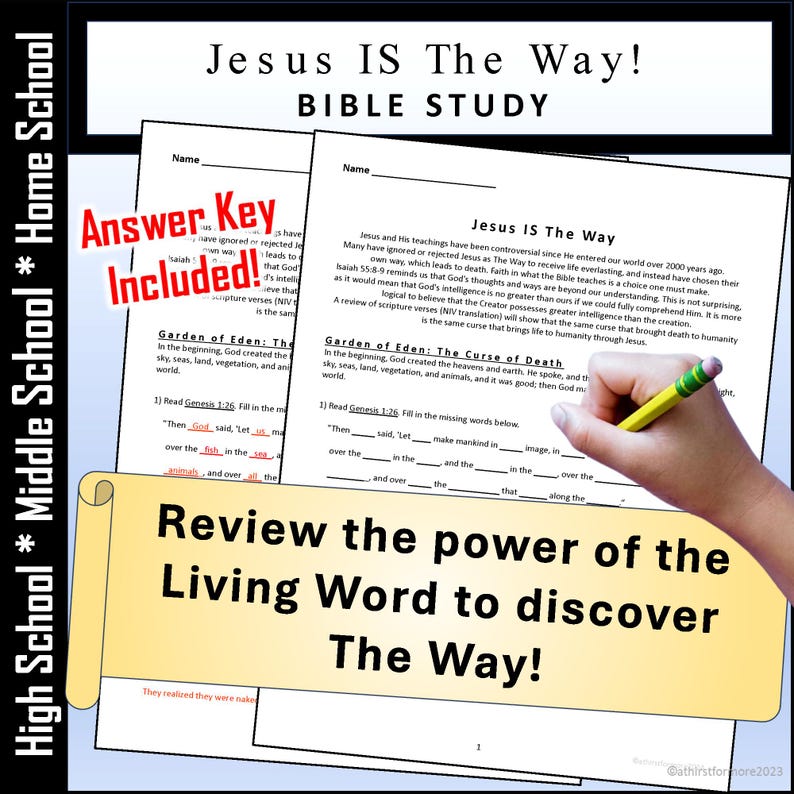 Jesus IS the Way Bible Study Worksheets Activity - Etsy