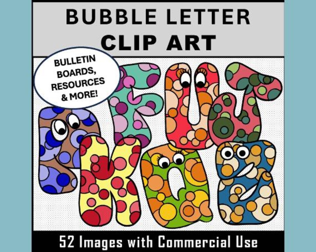 Bubble (balloon) Letter Solid Spots Alphabet Clip Art Colorful With or ...