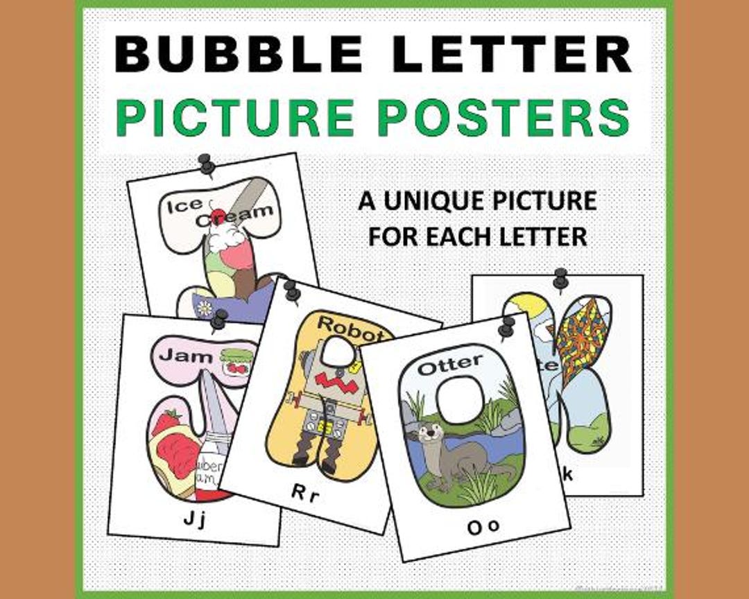Alphabet Bubble Letter Picture Posters Classroom Decor - Etsy