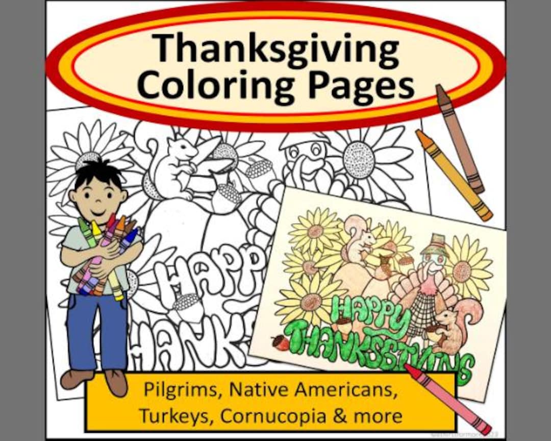 Thanksgiving Coloring Pages Fall Season Worksheets Activity Holiday - Etsy