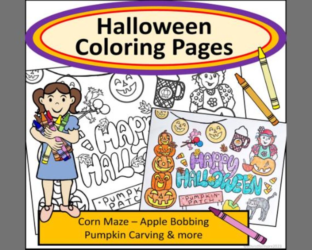 Halloween Coloring Pages Fall Season Worksheets Activity Holiday - Etsy
