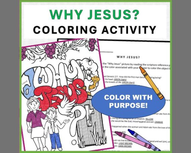 Bible Coloring Page Activity: "why Jesus?" Reading Comprehension ...