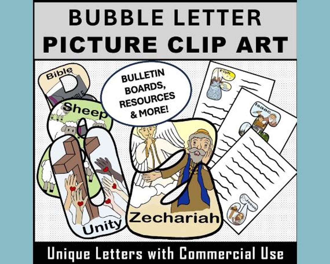 Bible Alphabet Bubble Letters Christian Clip Art - Etsy