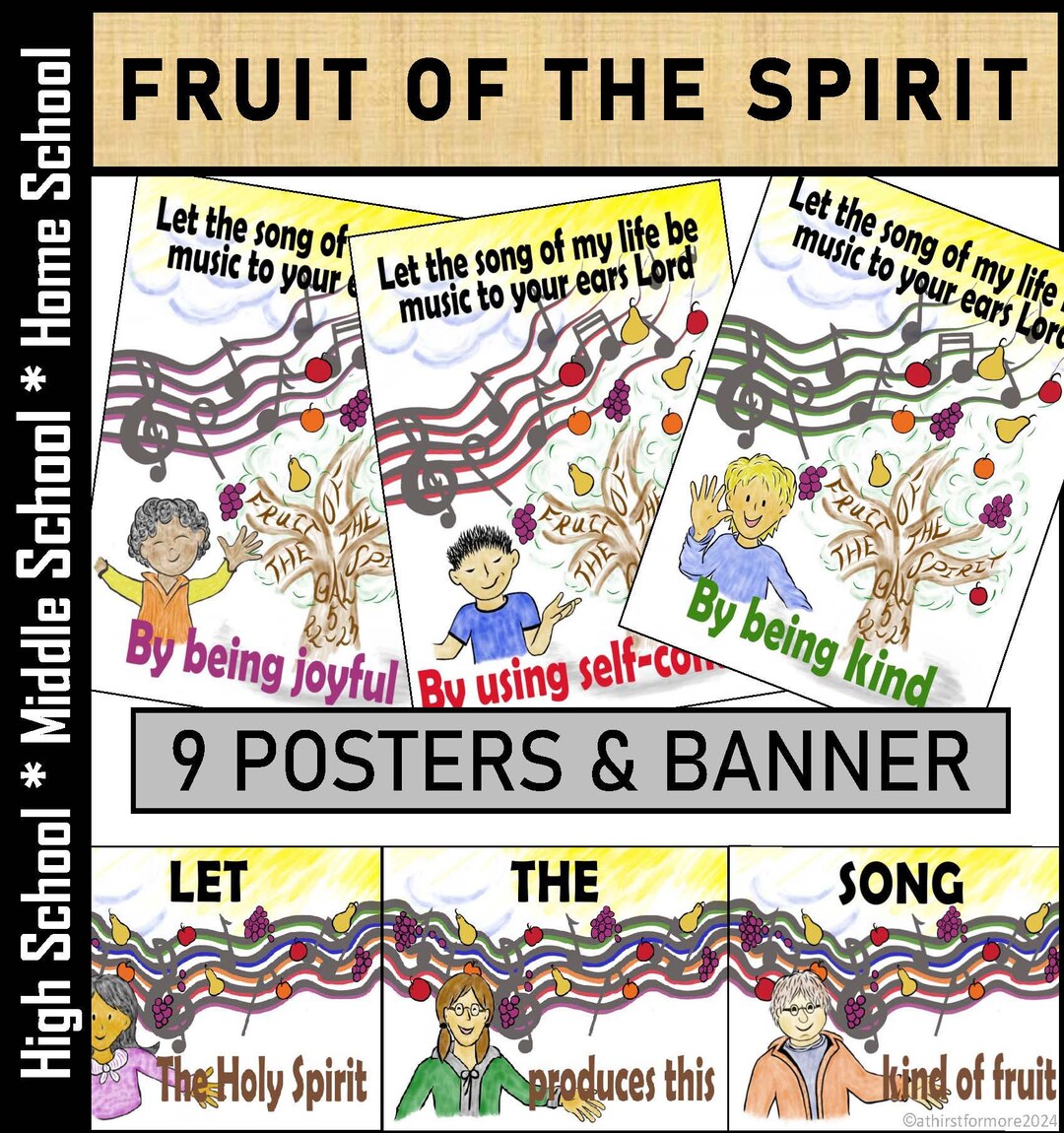 Christian Classroom Decor: Posters and Banner Fruit of the Spirit Bible ...