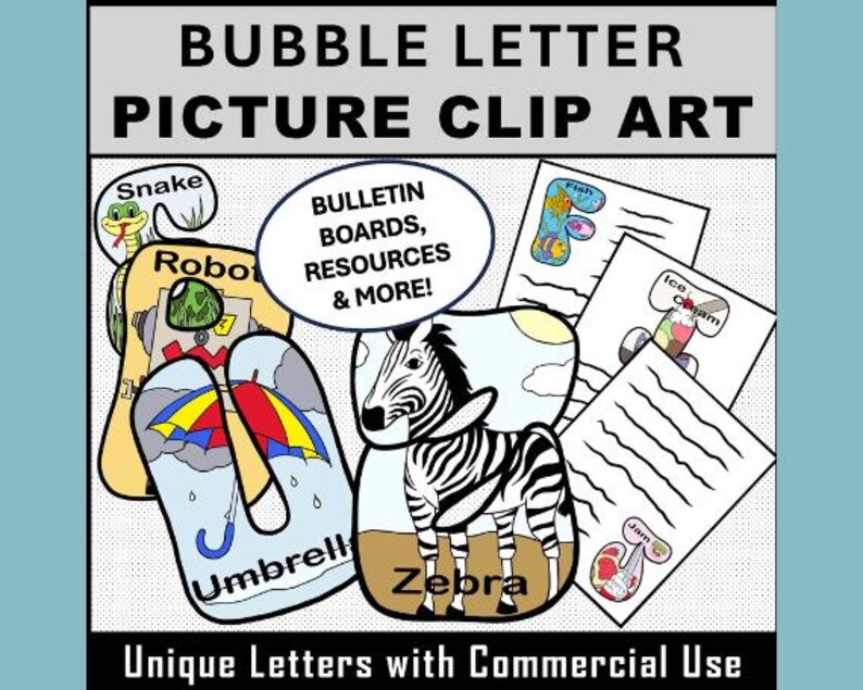 Alphabet Bubble Letters Clip Art - Etsy