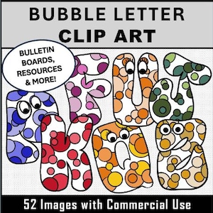 Bubble (balloon) Letter Spotted Alphabet Clip Art Colorful With Googly ...