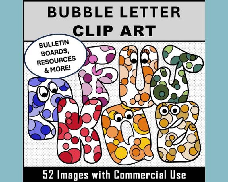 Bubble (balloon) Letter Spotted Alphabet Clip Art Colorful With Googly ...