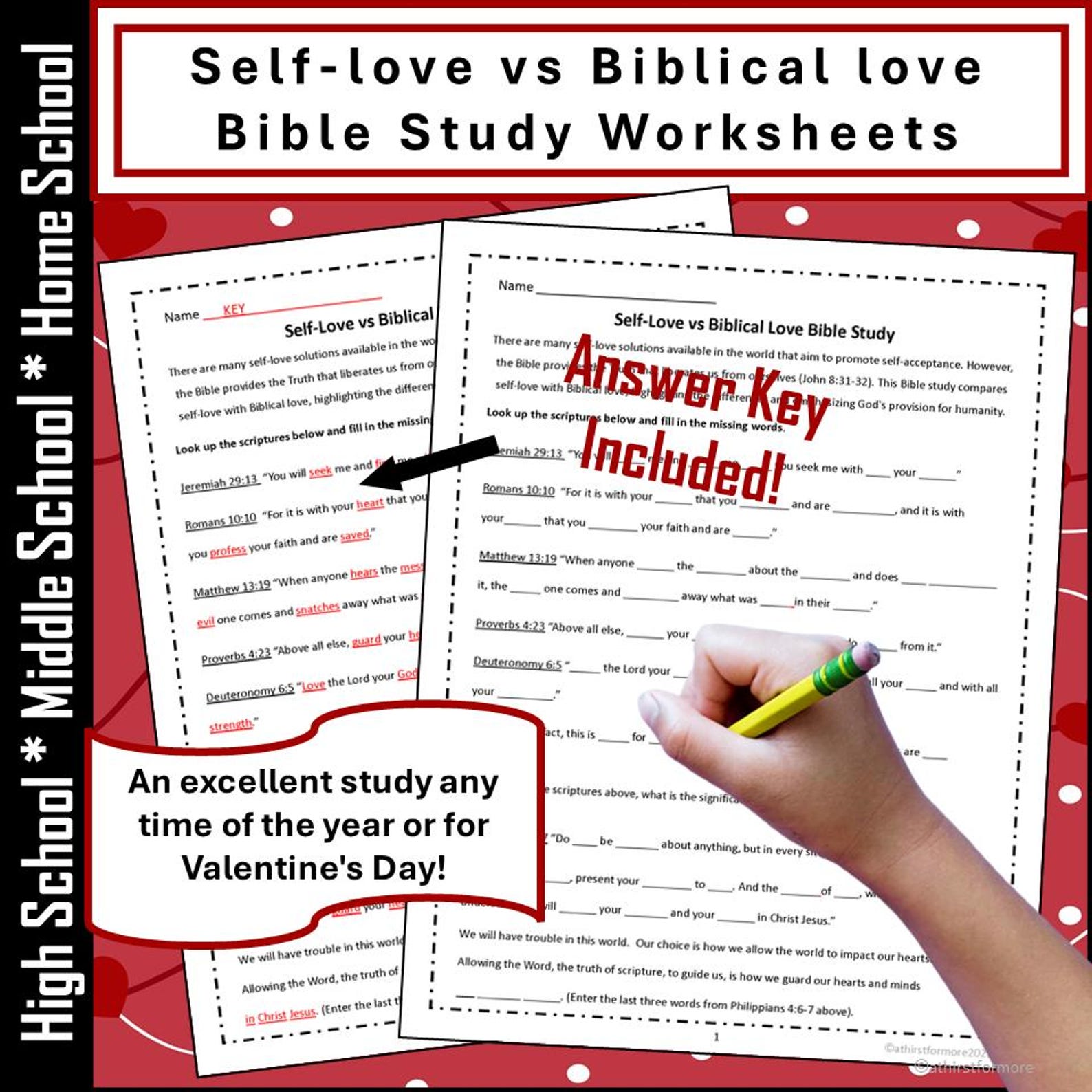 Bible Study: Self-love Vs. Biblical Love Worksheet Activity - Etsy