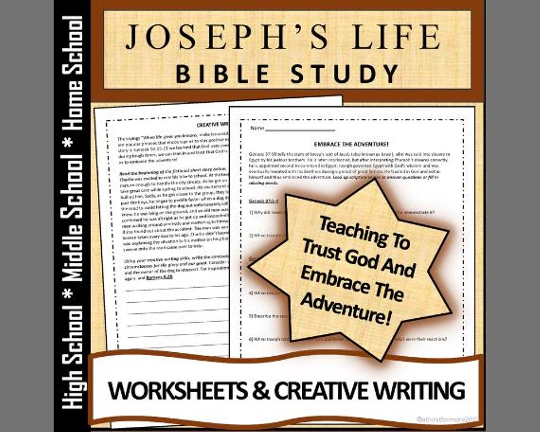 Joseph Bible Study Worksheet and Creative Writing Adventure Story ...
