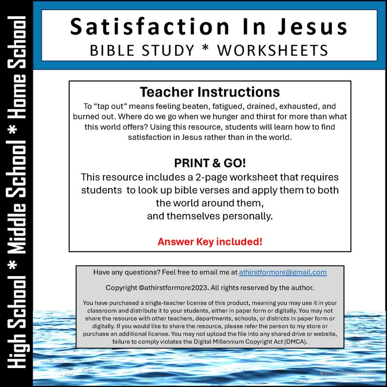 Satisfaction in Jesus Bible Study Worksheet Packet - Etsy