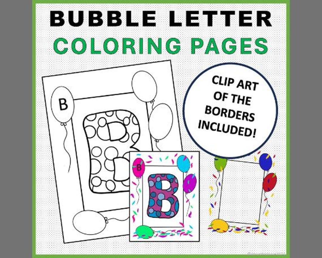 Alphabet Bubble Letter Coloring Pages: Balloon Border - Etsy