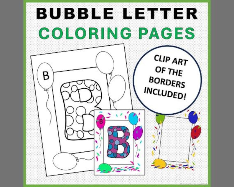 Alphabet Bubble Letter Coloring Pages: Balloon Border - Etsy