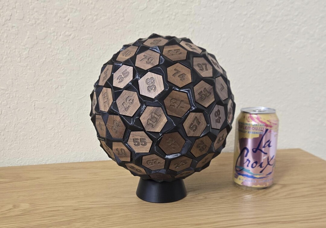 D100 Giant Walnut-inlay, 8.3" Rolling Tabletop Die, Oversized Wood RPG ...