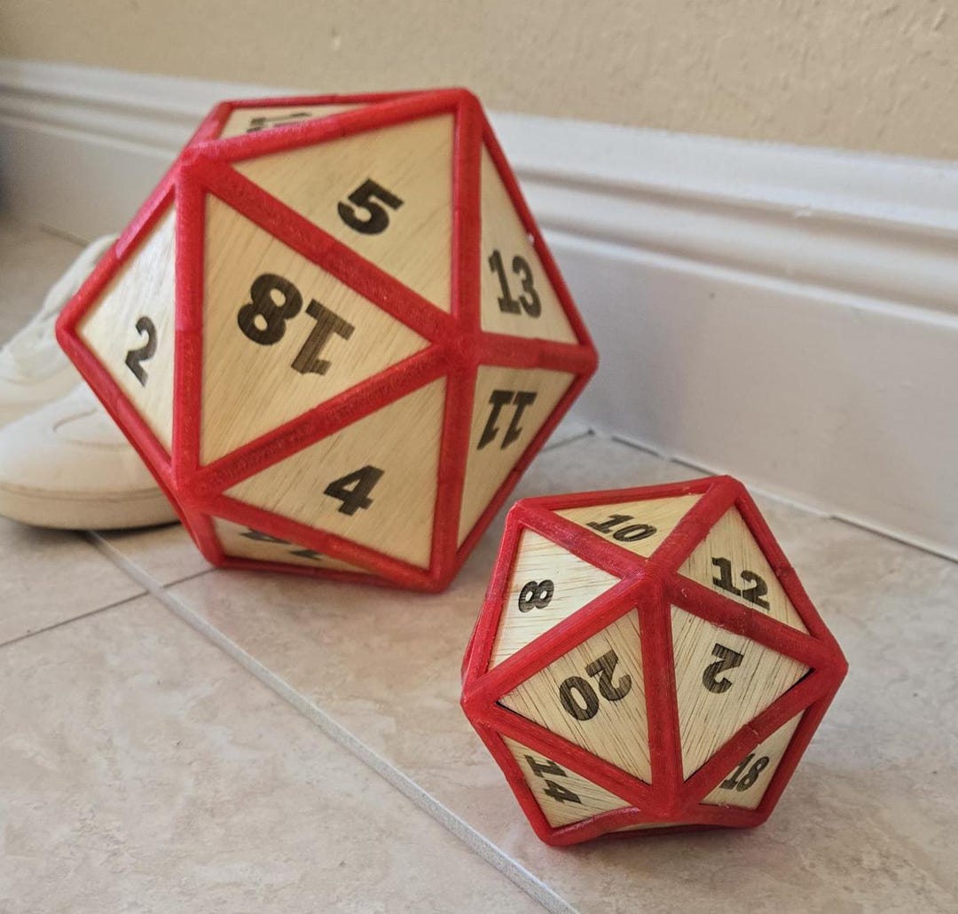 Roll Big With This Oversized Wood D20 - Ideal for Indoor Gaming and ...