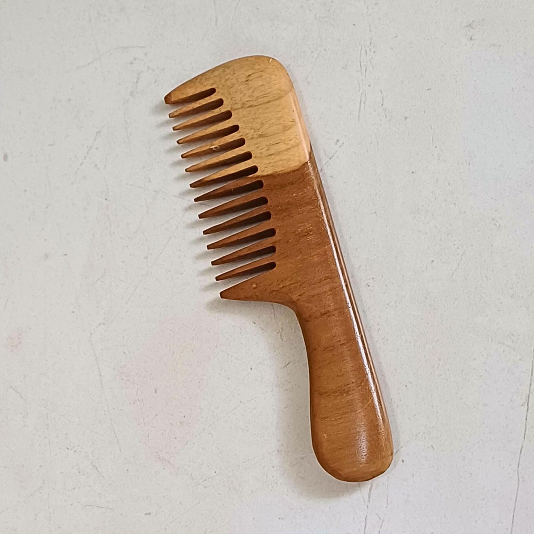 Teak Wood Comb Wide Tooth Detangling Comb Sustainable Eco Friendly Hair ...
