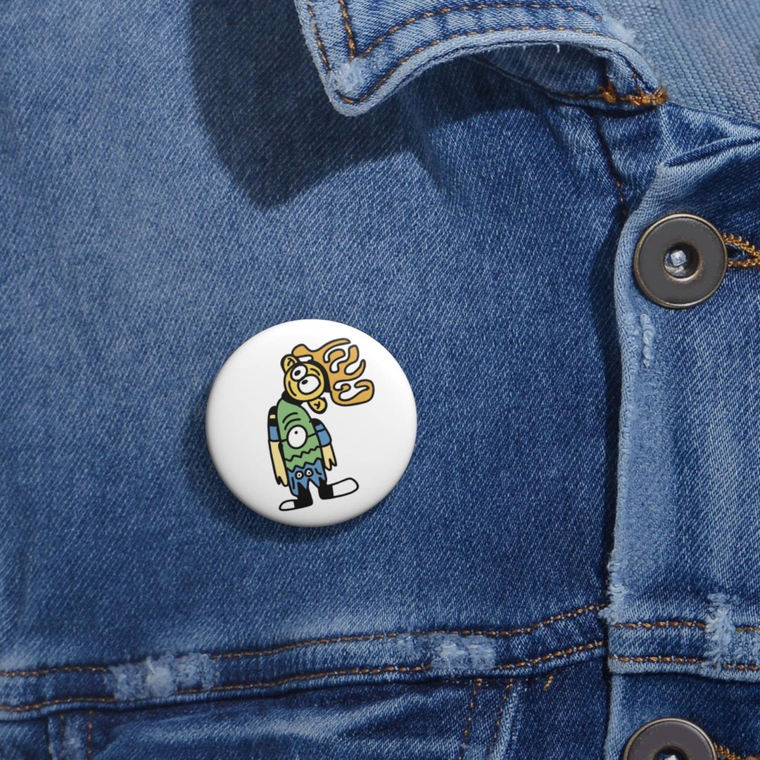 Wavy Hair Boy Pin Badge - Etsy
