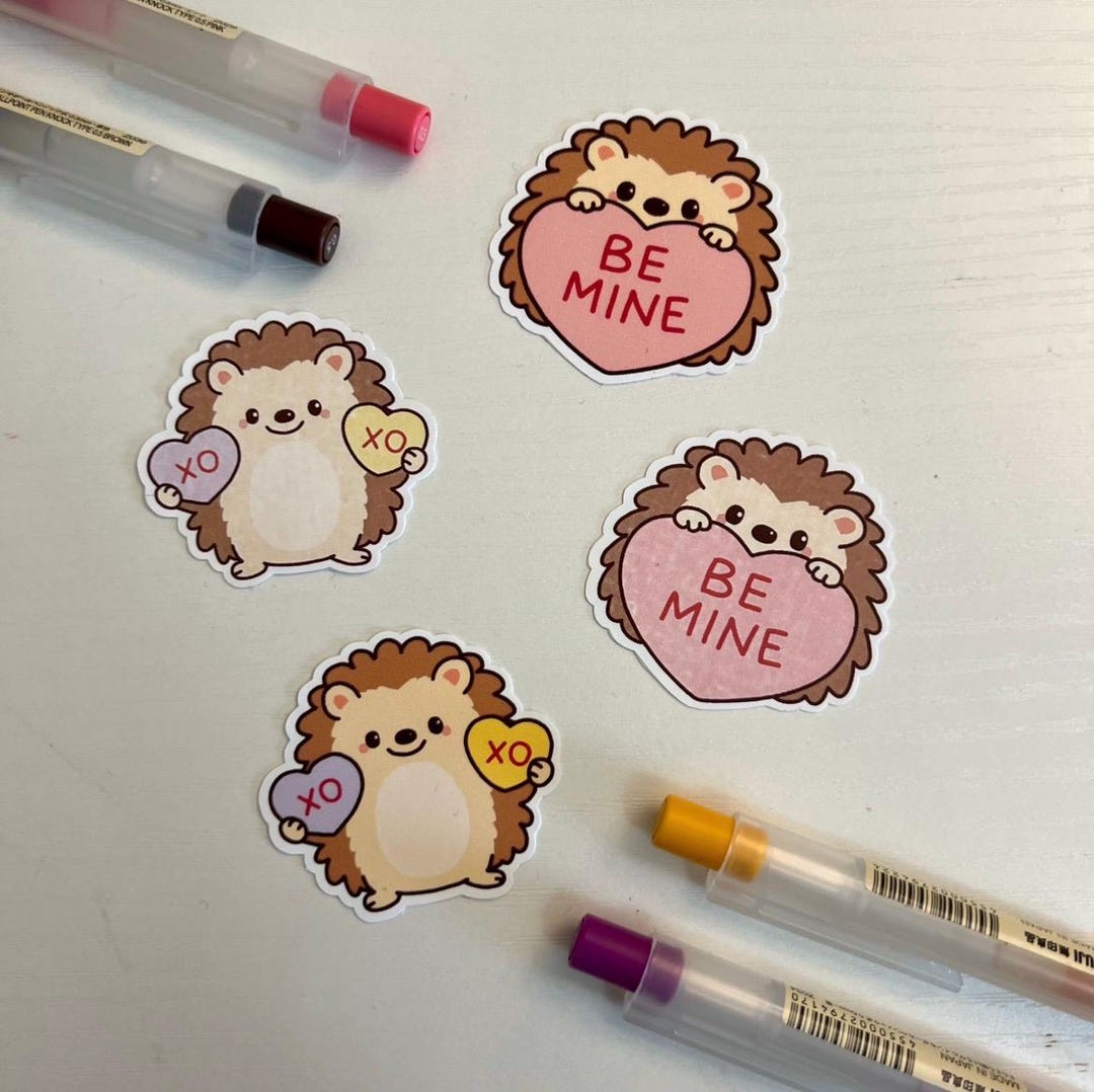 Sweetheart Hedgehogs | Be Mine Stickers - Etsy