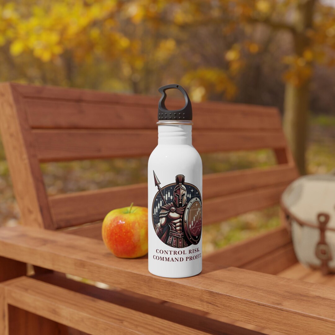 Spartan Warrior Shield Spear Illustration Stainless Steel Water Bottle ...