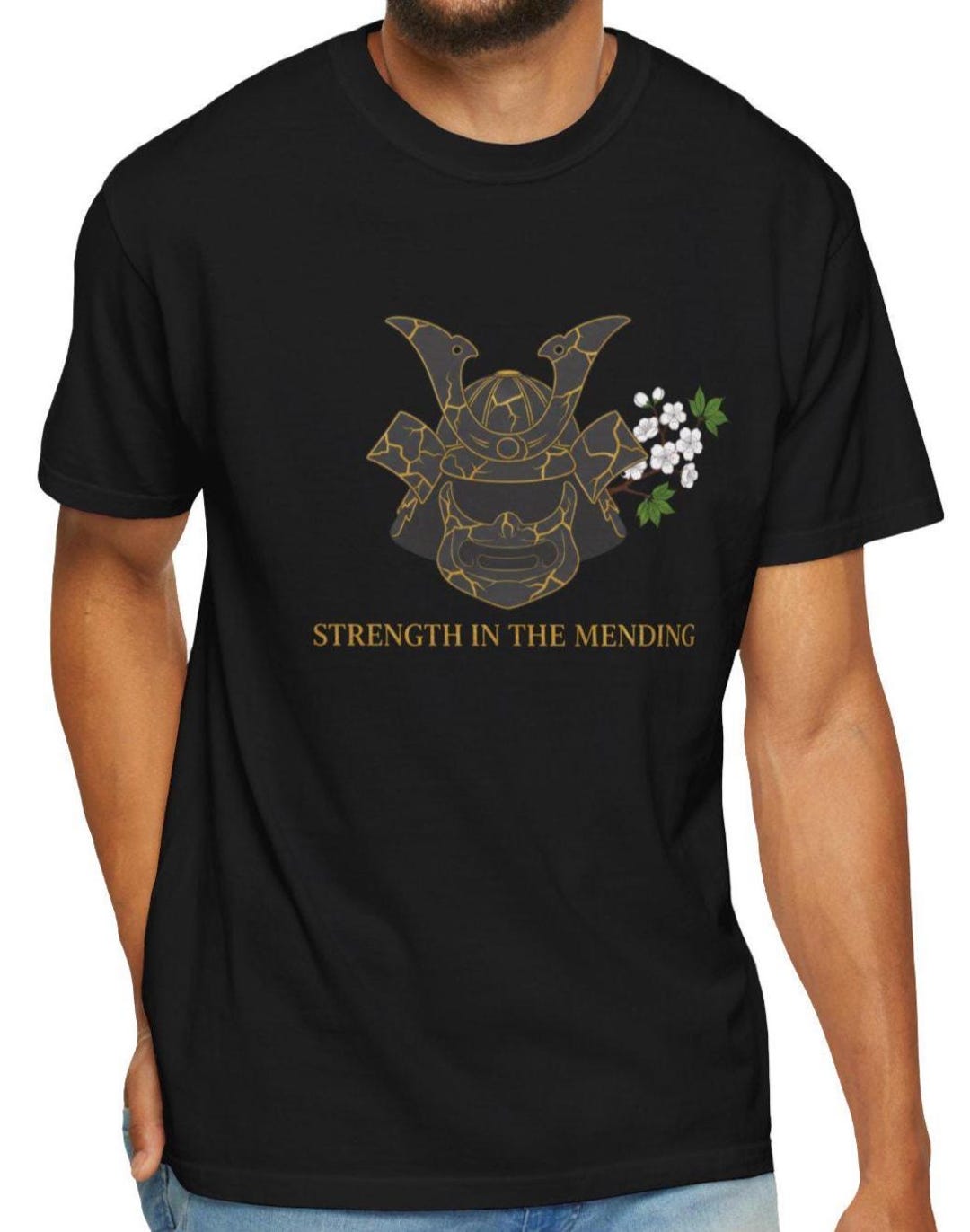 Kintsugi Samurai Helmet Strength in the Mending T-shirt | Japanese ...