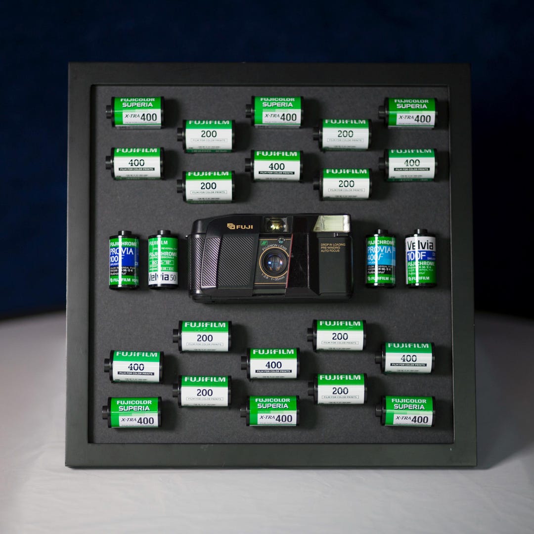 Wood Framed 35mm Fuji Camera & Color Film Canisters, Recapture, Gift ...