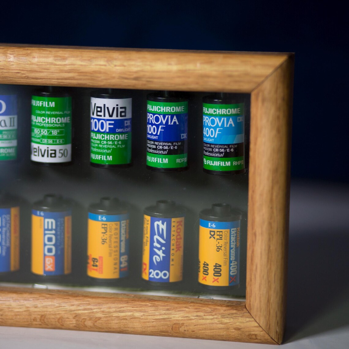 Wood Framed 35mm Fuji & Kodak Color Slide Film Canisters, Recapture ...