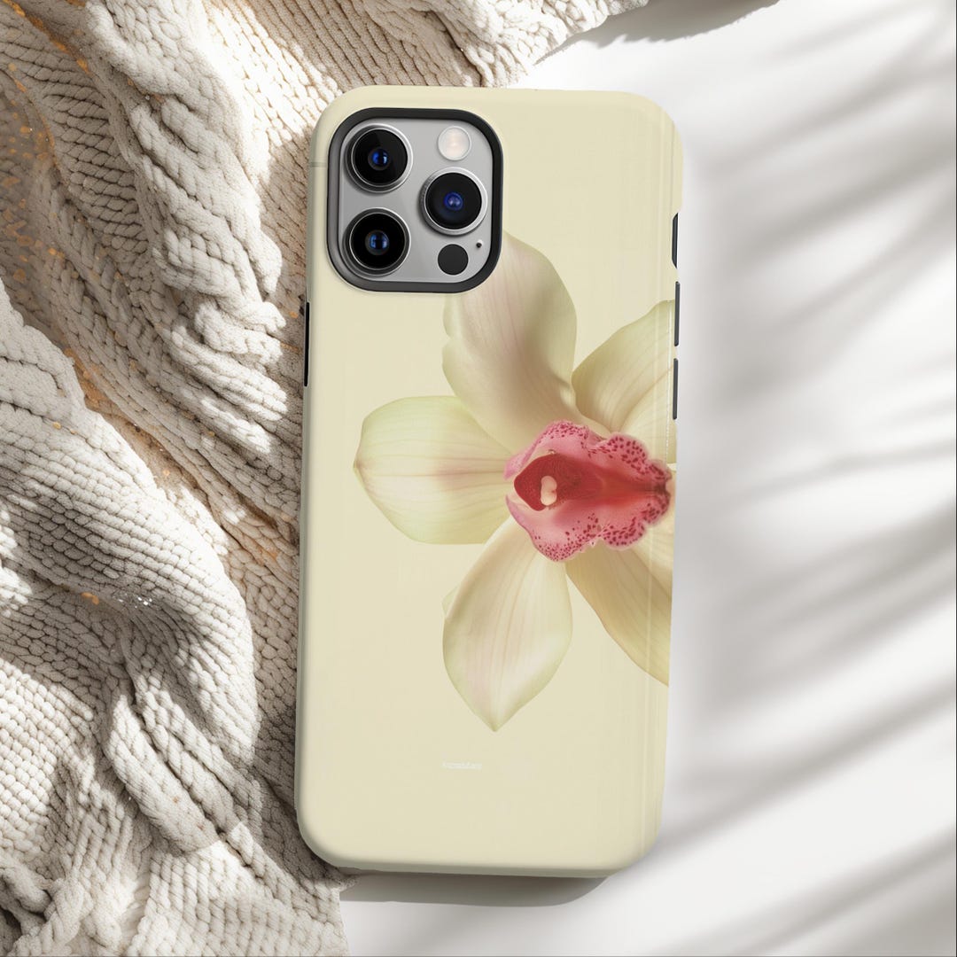 Orchid Phone Case, Minimalist Floral Print Phone Cover for iPhone 16 15 ...