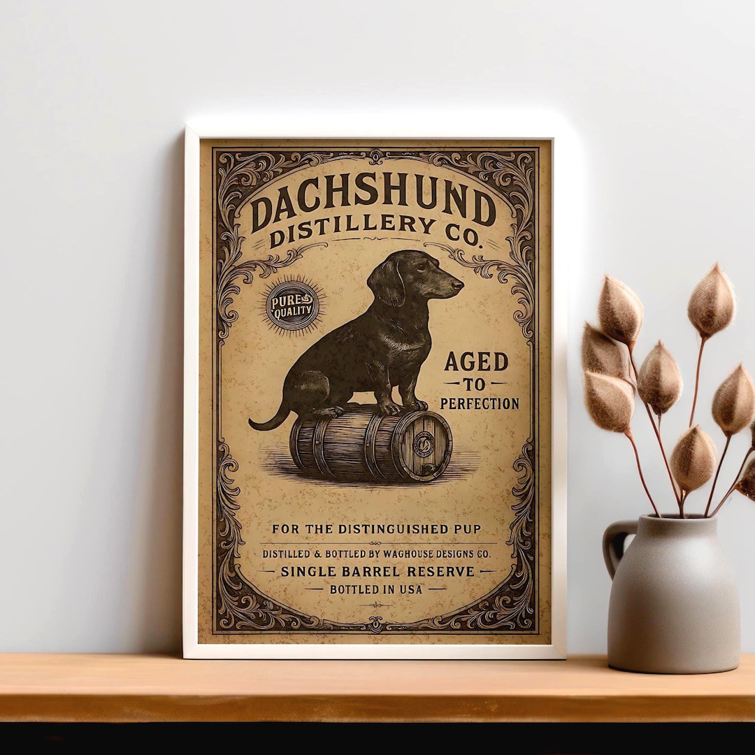 Dachshund Whiskey Label Print – Vintage Dog Bar Art, Digital - Etsy