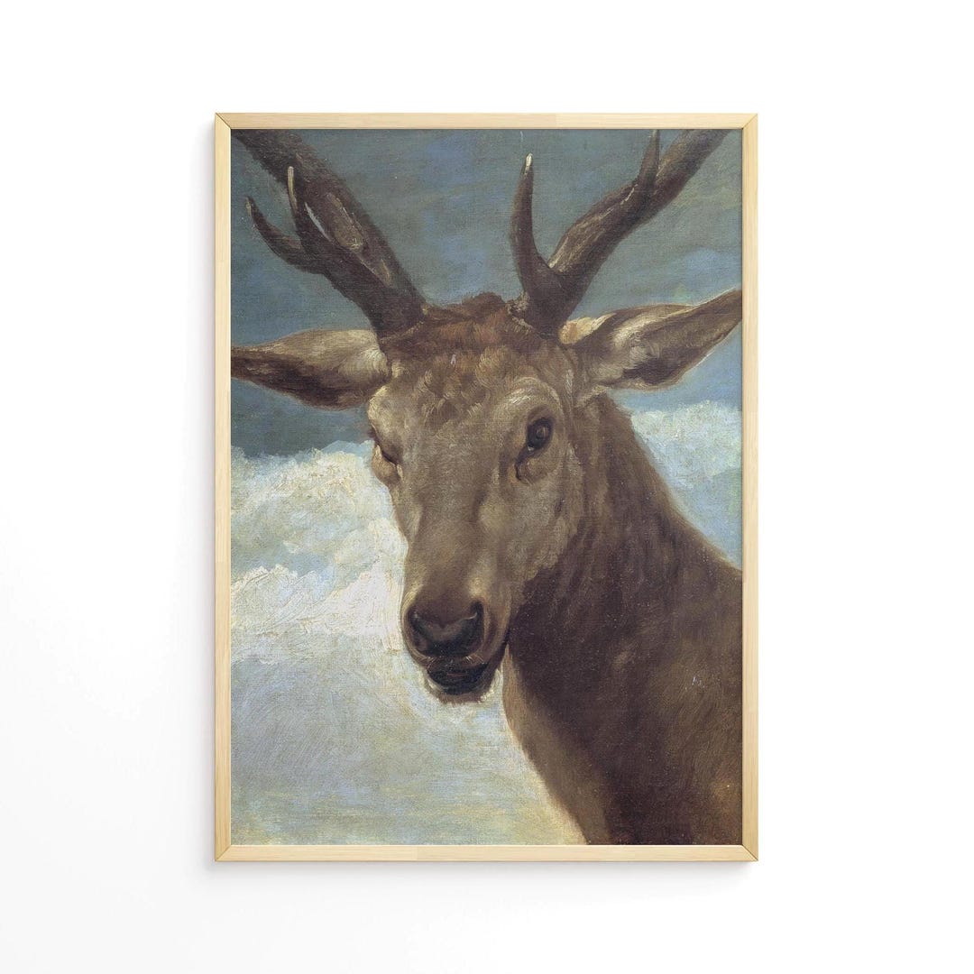 Rustic Deer Art Print, Vintage Buck Design (matte or Luster Finish ...