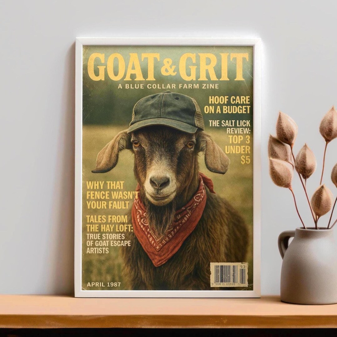 Vintage Goat Magazine Cover Poster Print Unframed, Retro Goat Wall Art ...