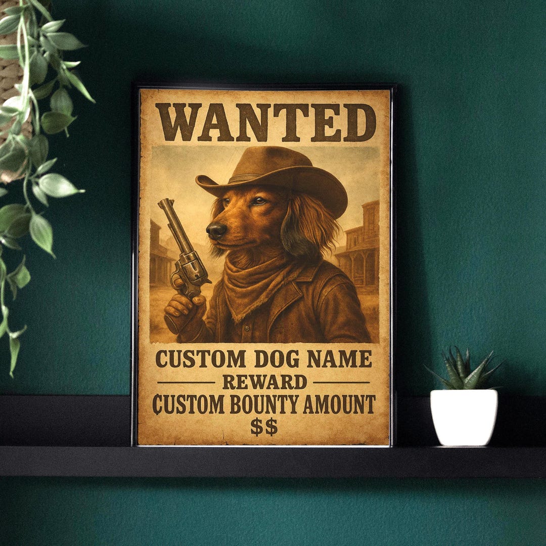 Custom Dachshund Wanted Poster: Vintage Sausage Dog Art Print - Etsy